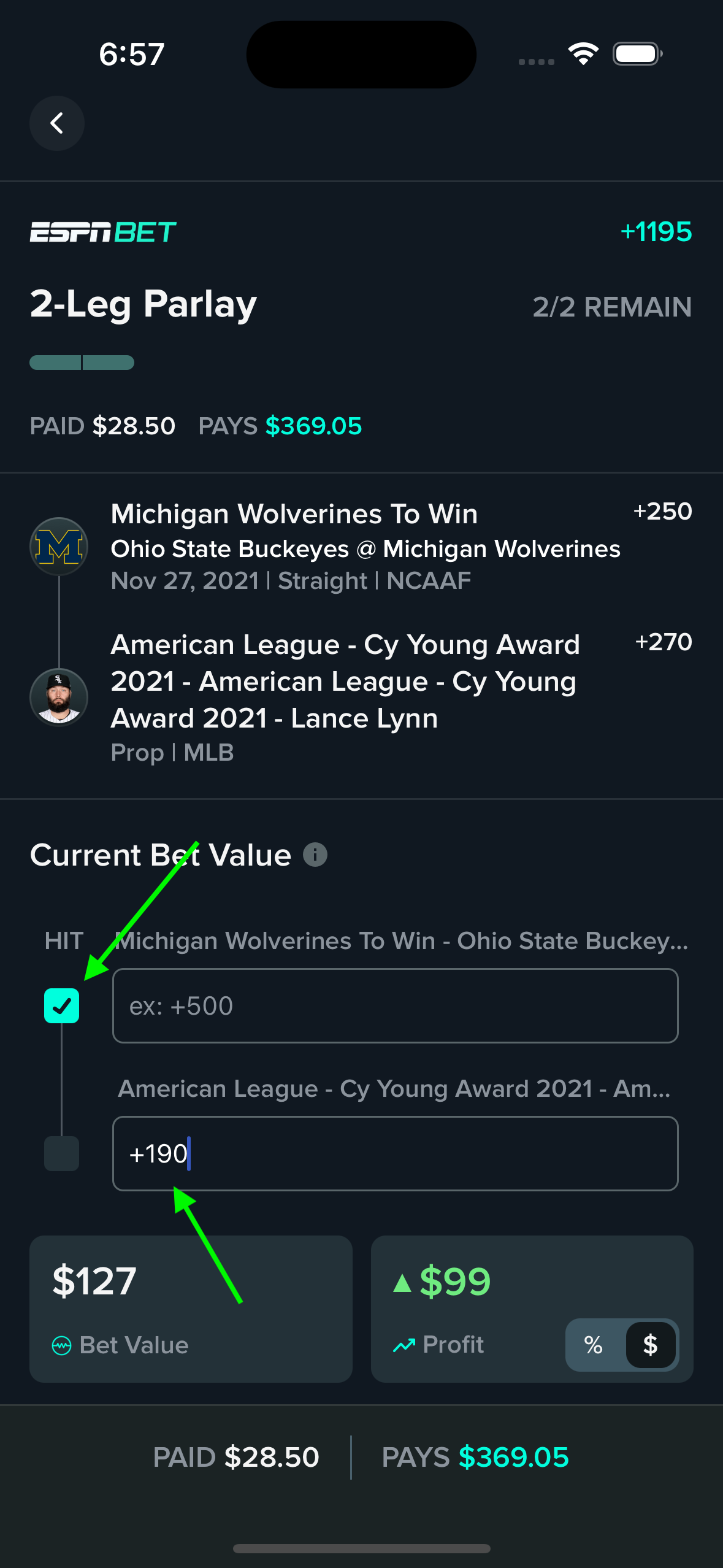 In-App Bet & Pick Value Calculator – WagerWire