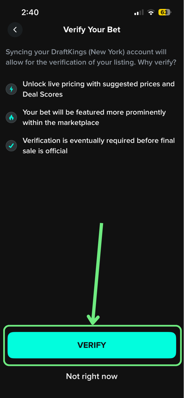 Verifying your bet listing – WagerWire