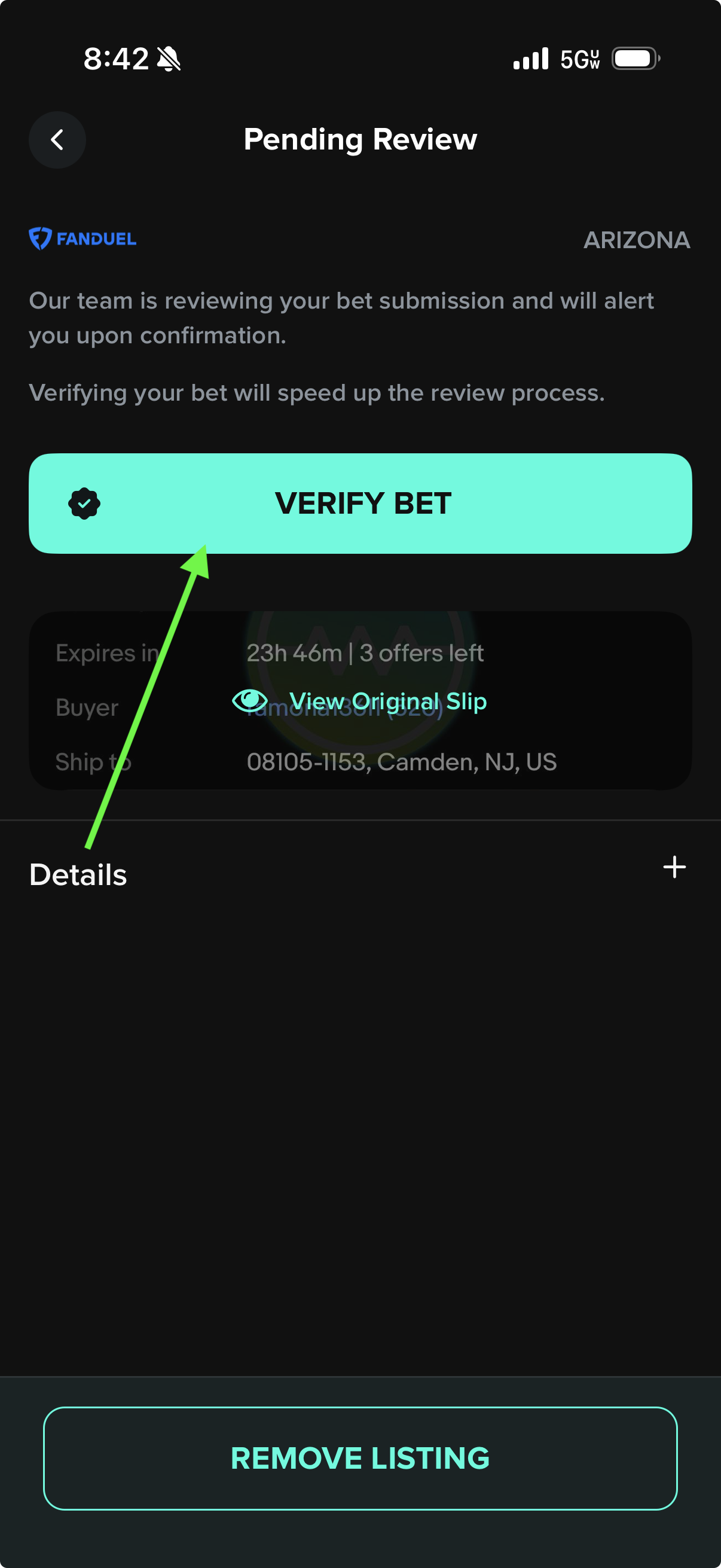Verifying your bet listing – WagerWire